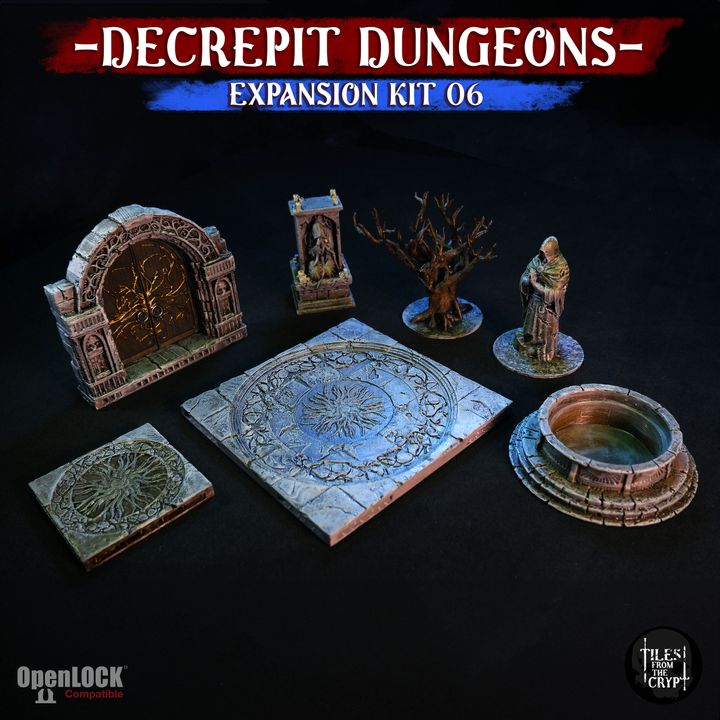 3D Printable DECREPIT DUNGEONS: Expansion 06 - Tiles from the Crypt by Tiles from the Crypt